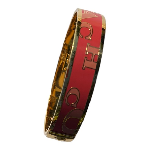 Coach | Jewelry | Coach Bright Pink Bangle Bracelet W Gold Hardware ...
